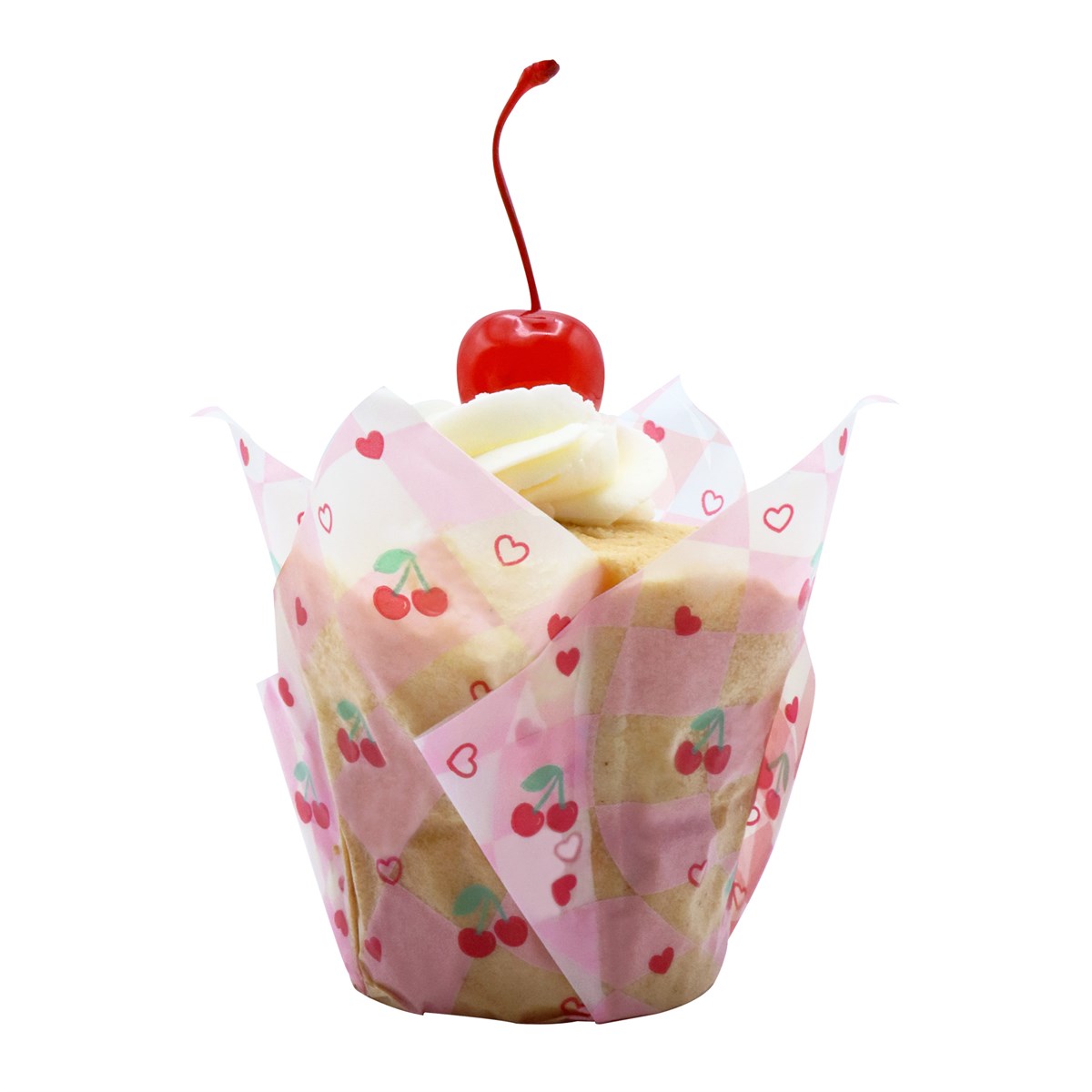 Vintage Tulip Muffin Forme – Cherry Checkerboard 24 stk, PME - BakBoden.se